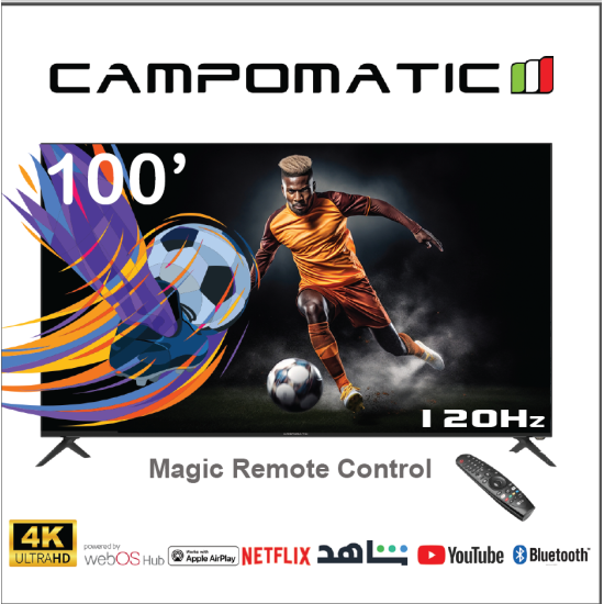 Campomatic, Smart 4K UHD TV, 100 Inches, Frameless